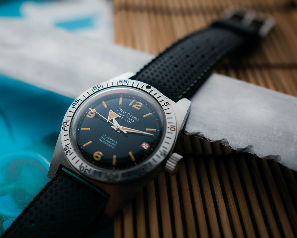 Awesome Vintage Marc Nicolet Skin Diver Automatic Wristwatch – Waecce